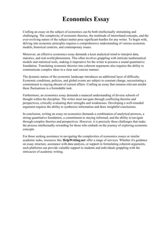 Economics Essay | PDF | Homework and Study | Education