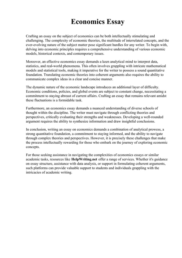 Economics Essay | PDF | Homework and Study | Education