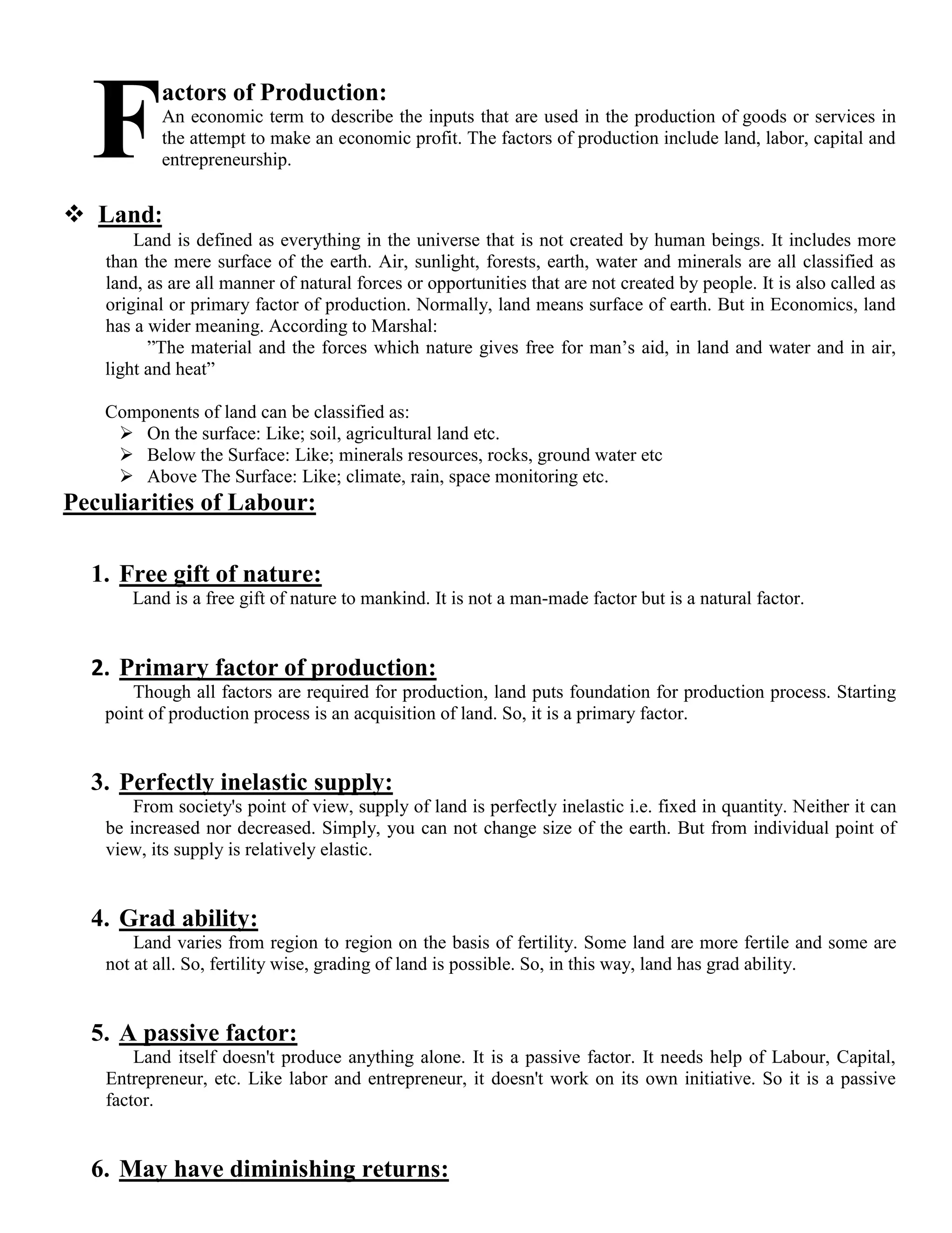 Factors of Production- Economics | DOCX