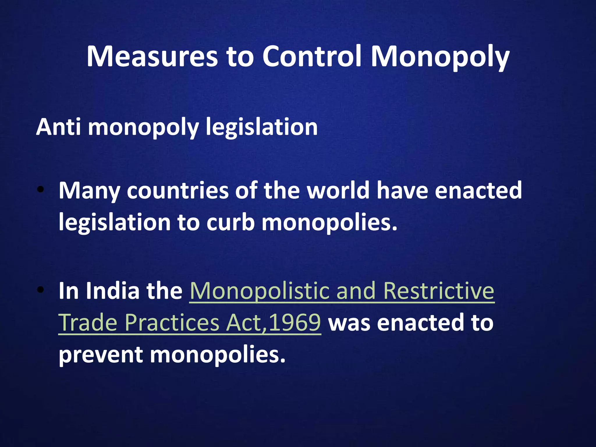 Control of Monopoly | PPTX