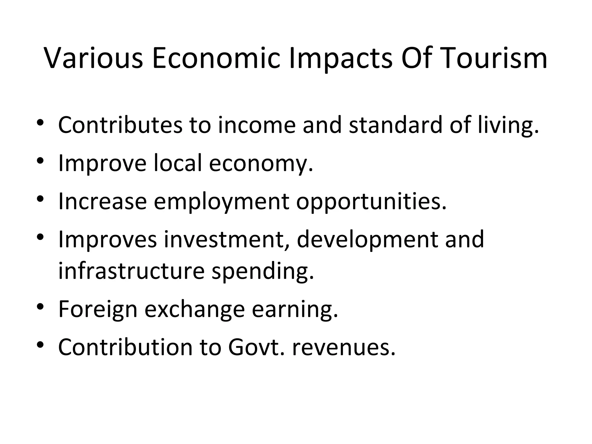 Economic significance of tourism development | PPT