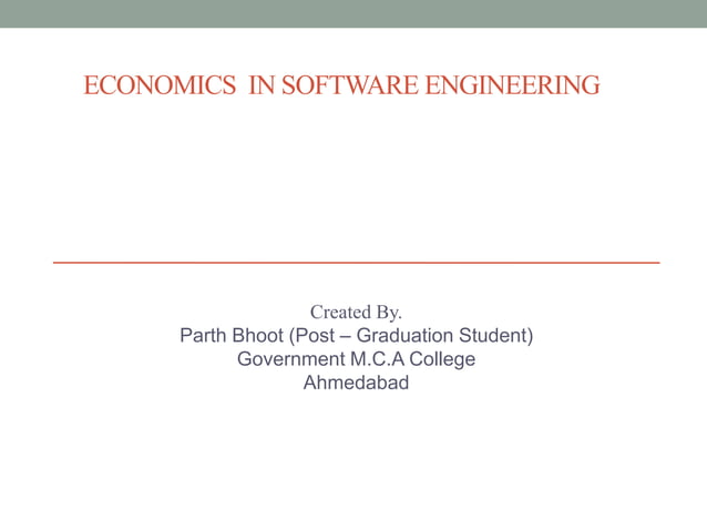 Economics In Software Engineering | PPTX