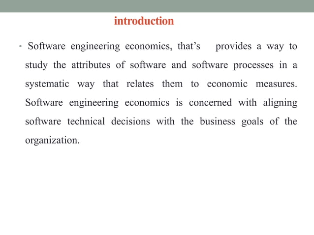 Economics In Software Engineering | PPTX