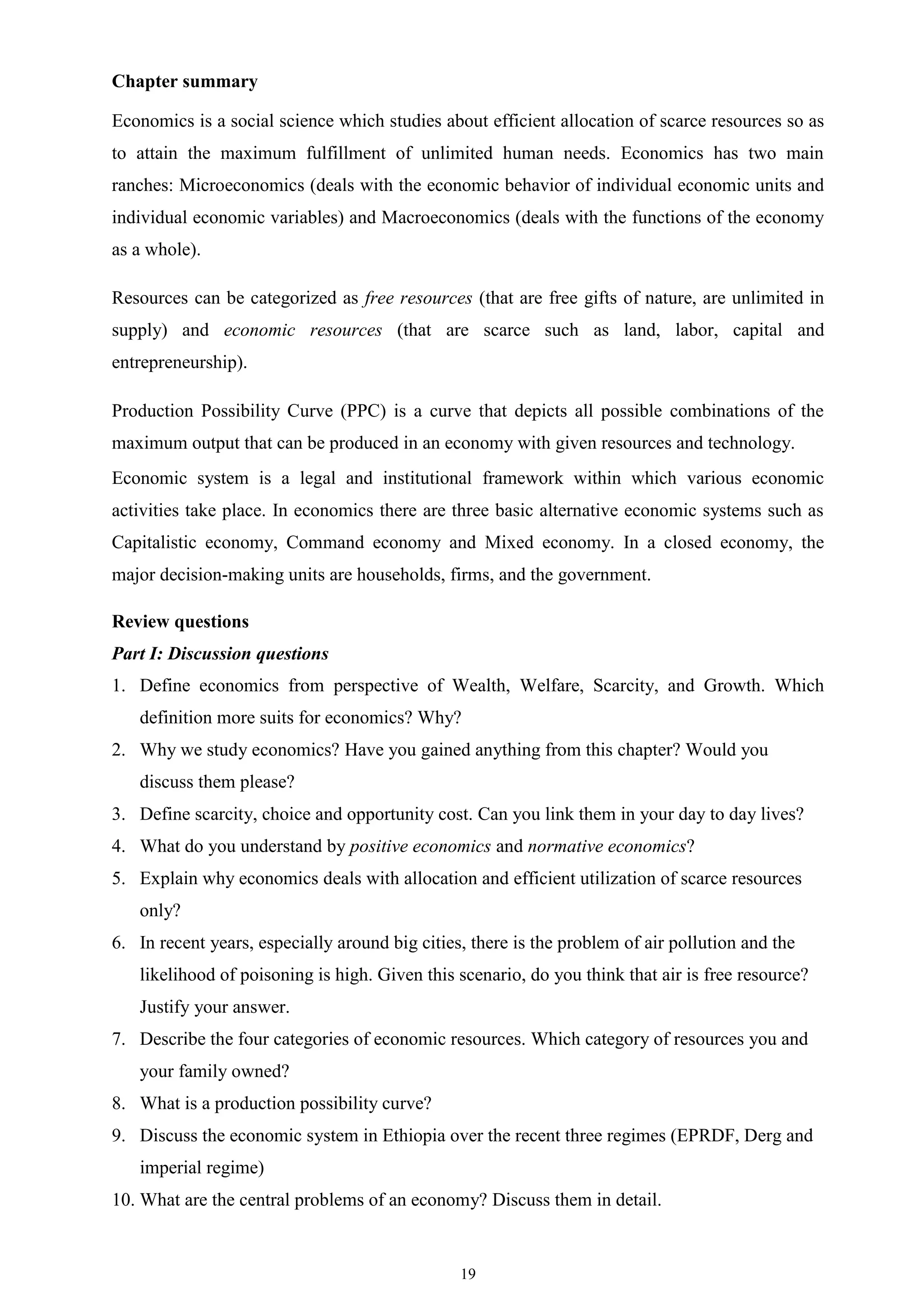 ECONOMICS module for Freshman 1st Semester Students | PDF