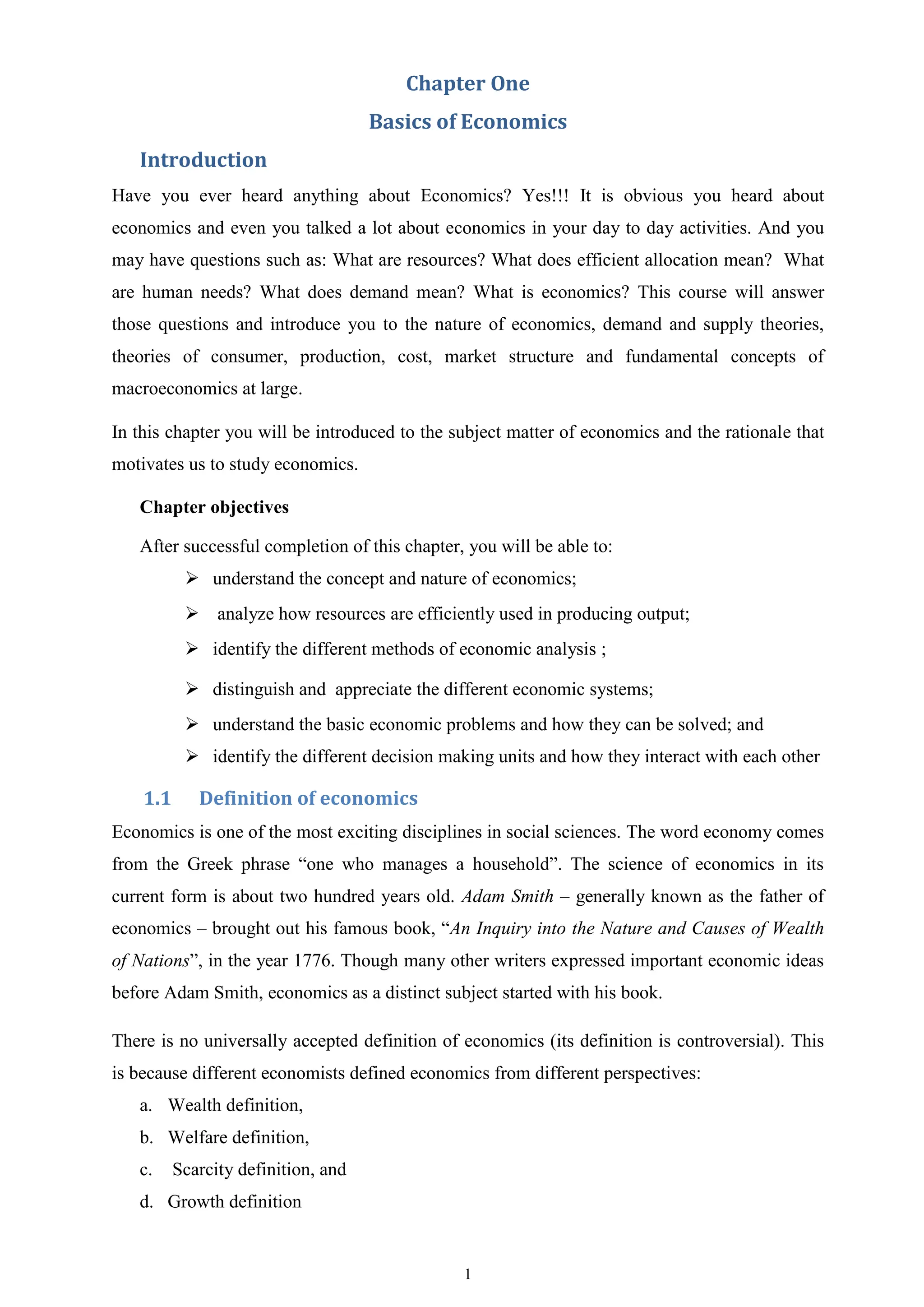 ECONOMICS module for Freshman 1st Semester Students | PDF