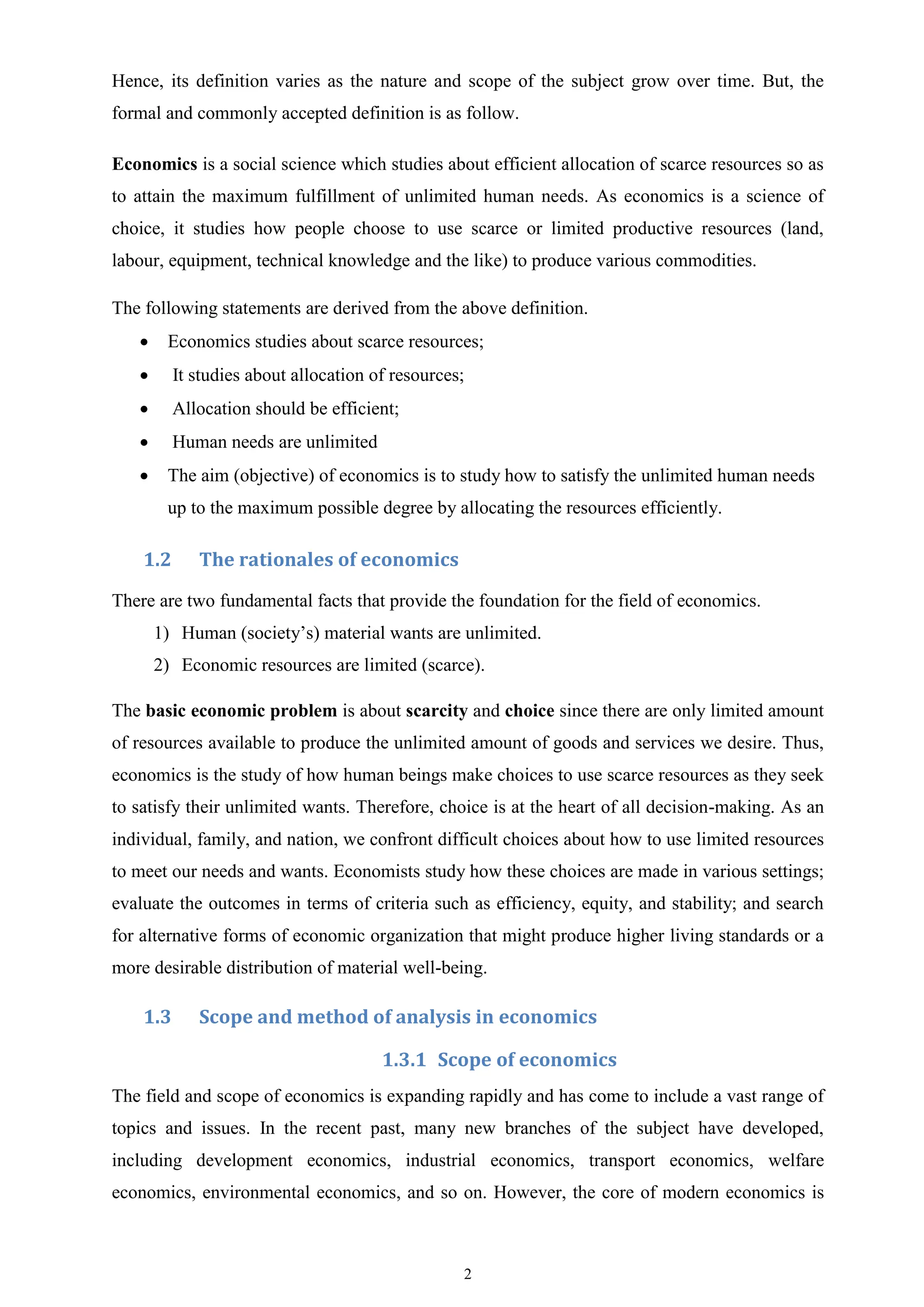 ECONOMICS module for Freshman 1st Semester Students | PDF