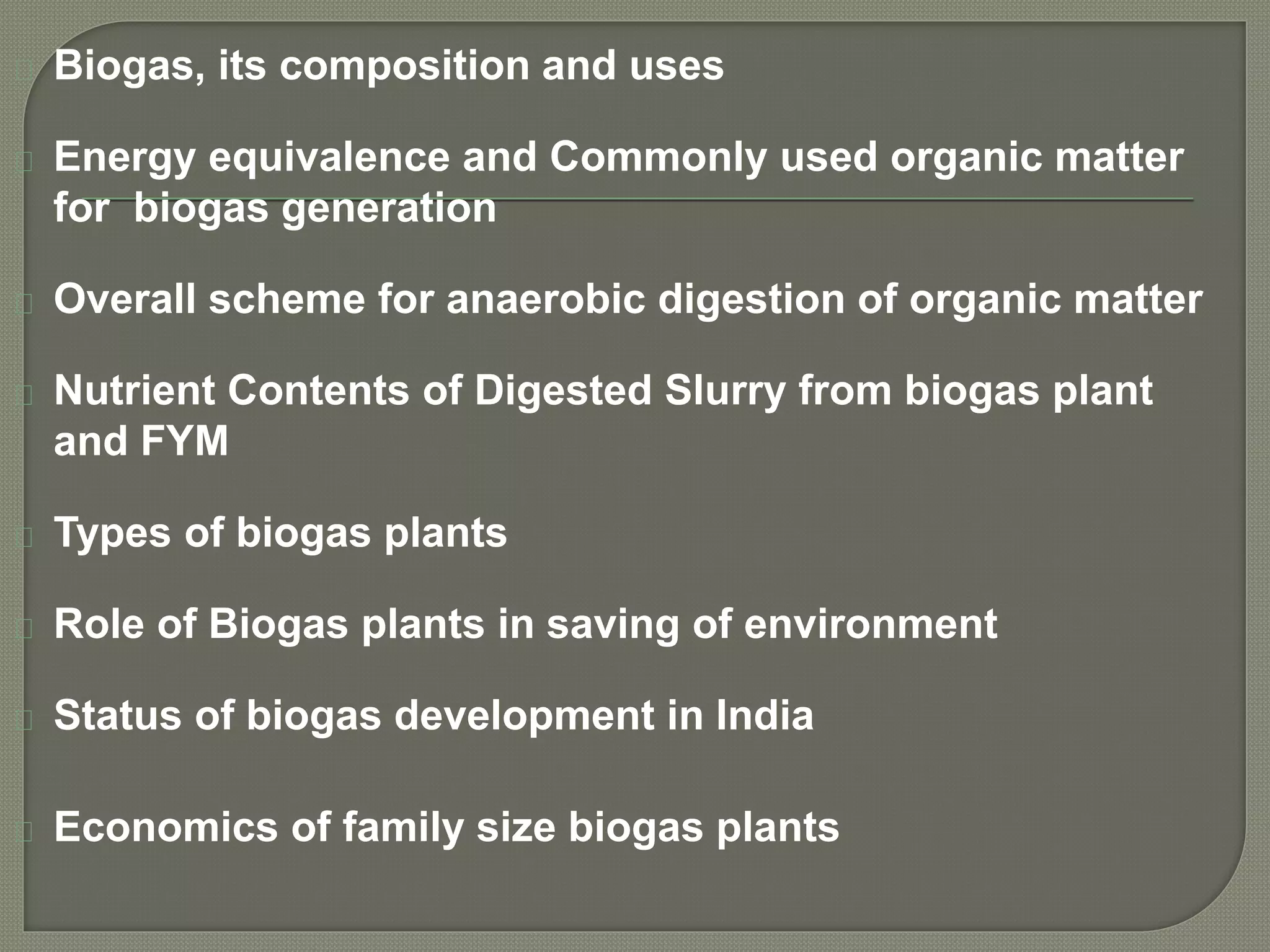 Economics of biogas plants and their role in saving the environment | PPTX