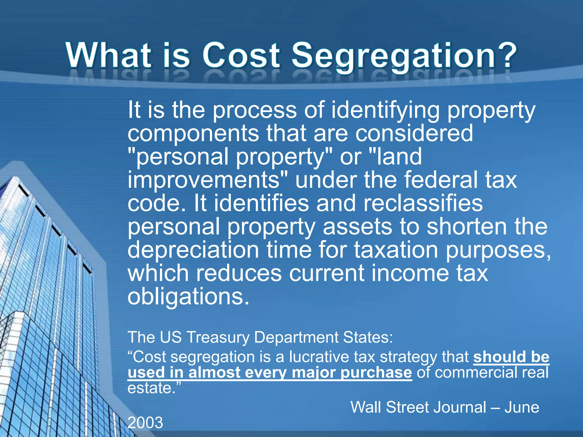 Economics of Cost Segregation | PPT