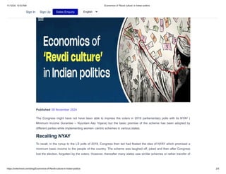 Economics of ‘Revdi culture’ in Indian politics | PDF