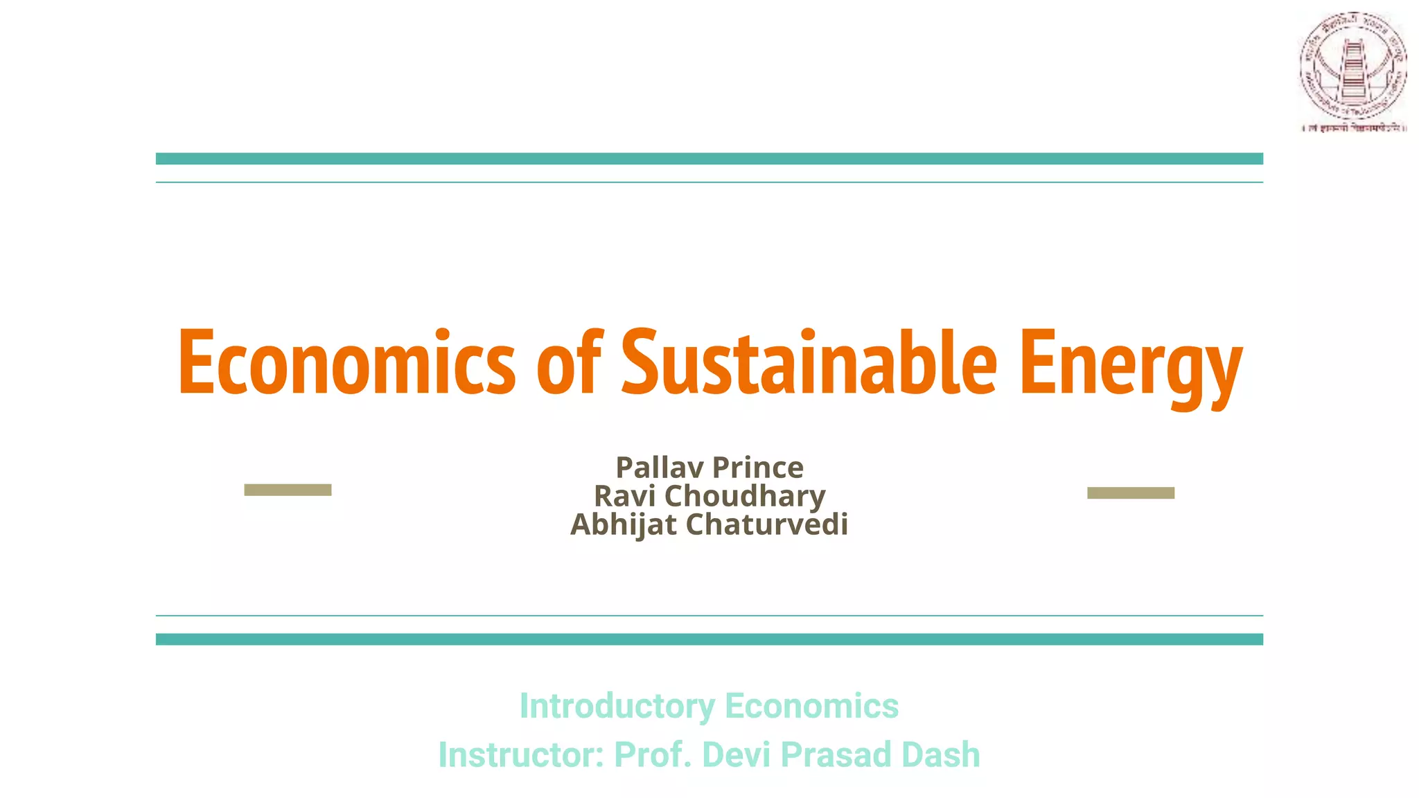 Economics of Sustainable Energy | PPTX