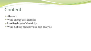 Economics of wind energy | PPTX