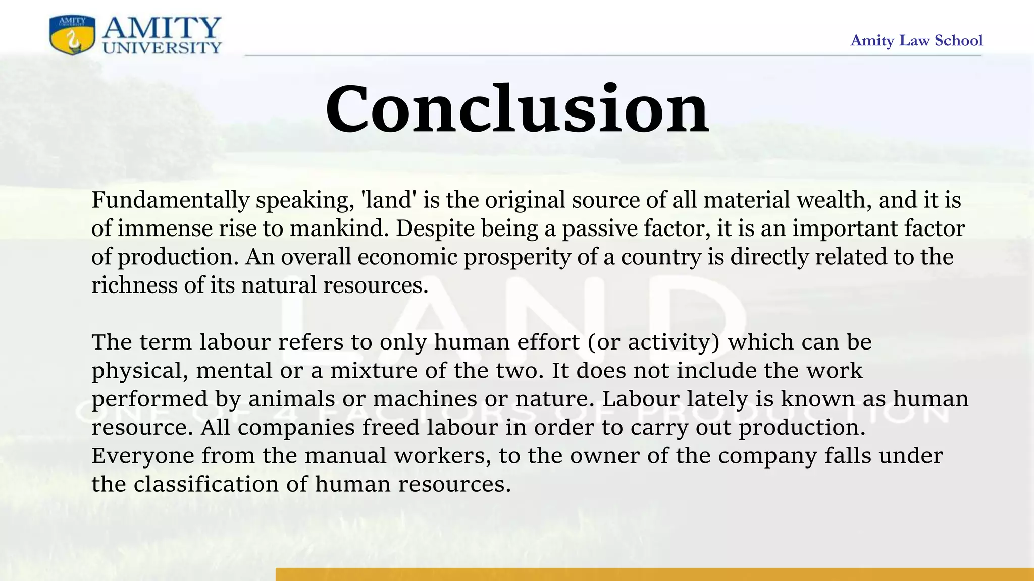 Factors of production (land and labour) | PPTX