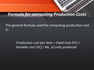 Production of Cost | PPTX