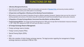 Presentation on RBI and its functions , advantage and disadvantage | PPTX