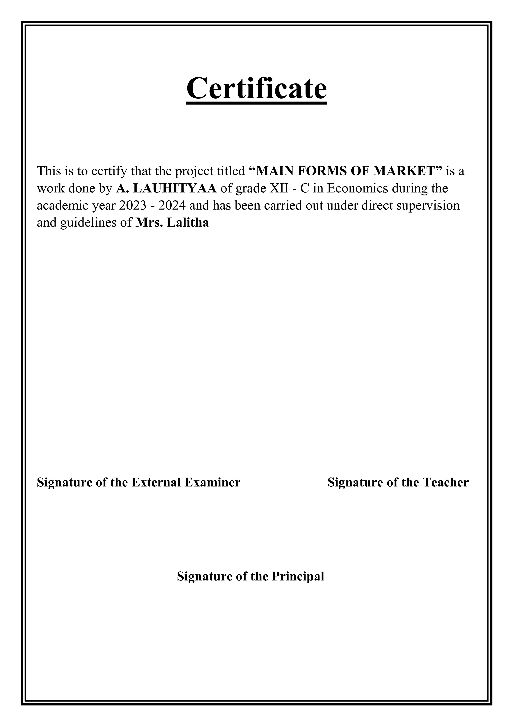 Economics Project (Main forms of Market) | DOCX