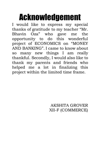 Acknowledgement For School Project Of Economics