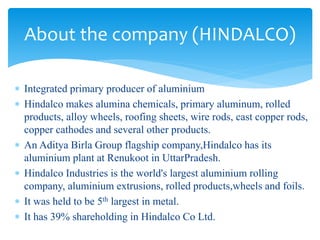 Economics project g.vinay kumar - hindalco company aluminium product | PPTX