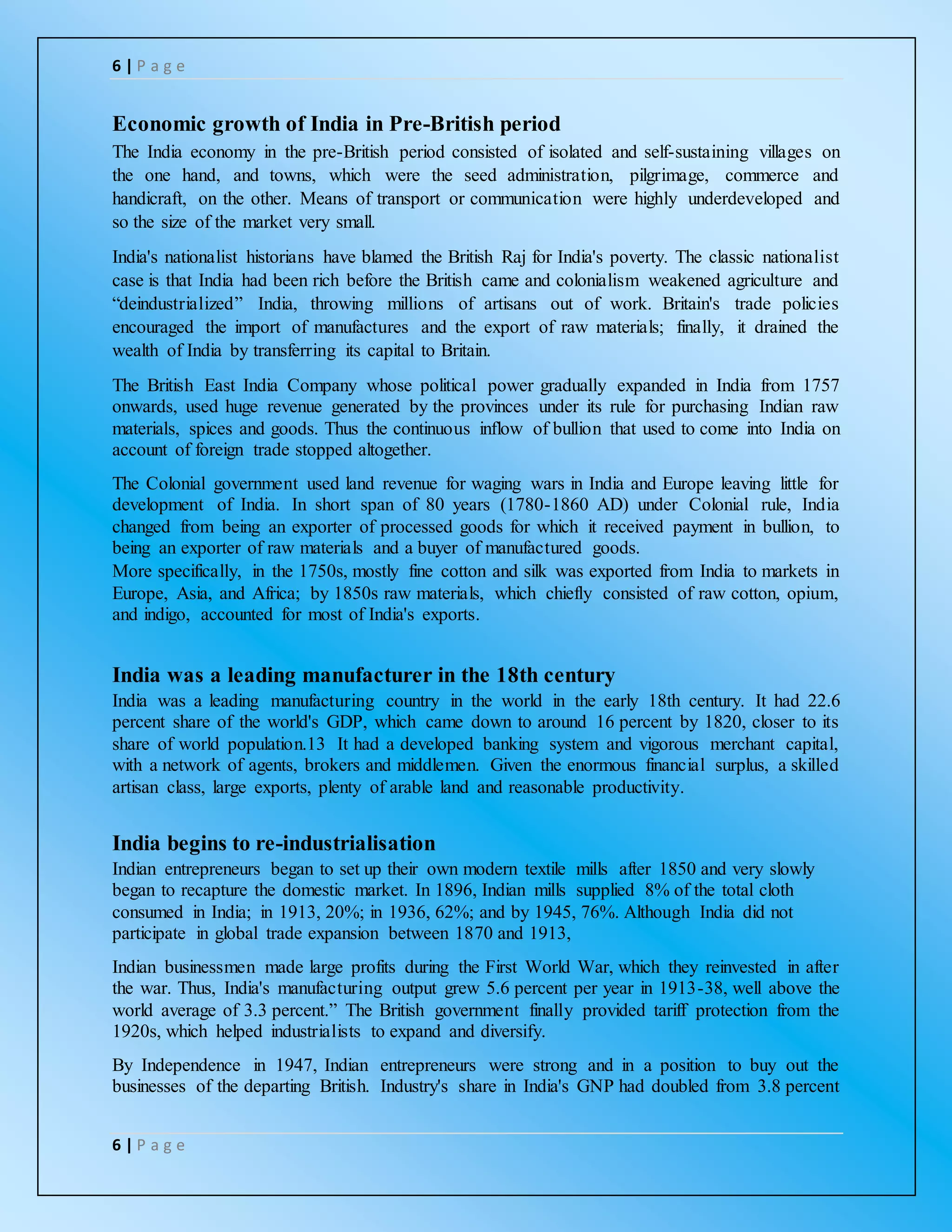 Growth Story of India before and after Independence - Economics project ...