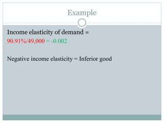 Income Elasticity of Demand, Cross Price Elasticity of Demand, Price ...