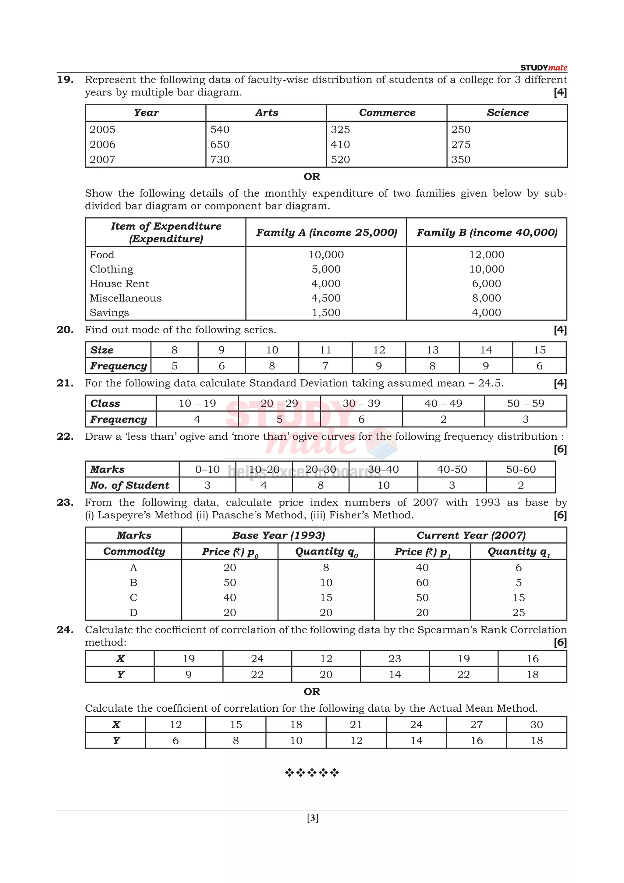 Economics Sample Paper Class 11 - Studymate | PDF