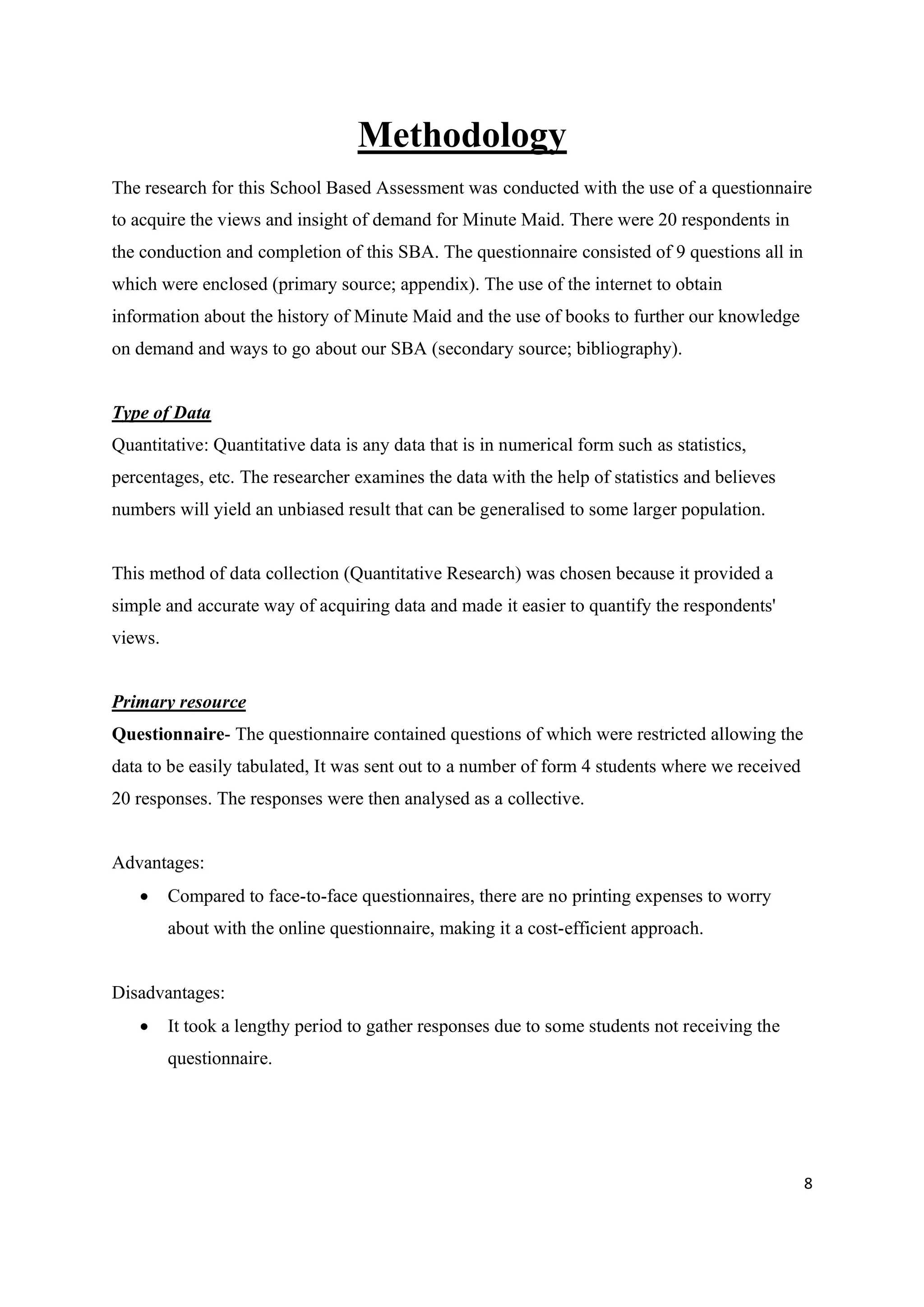 CSEC Economics SBA - Total Marks (Demand & Supply) | PDF