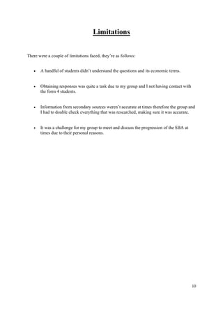 CSEC Economics SBA - Total Marks (Demand & Supply) | PDF