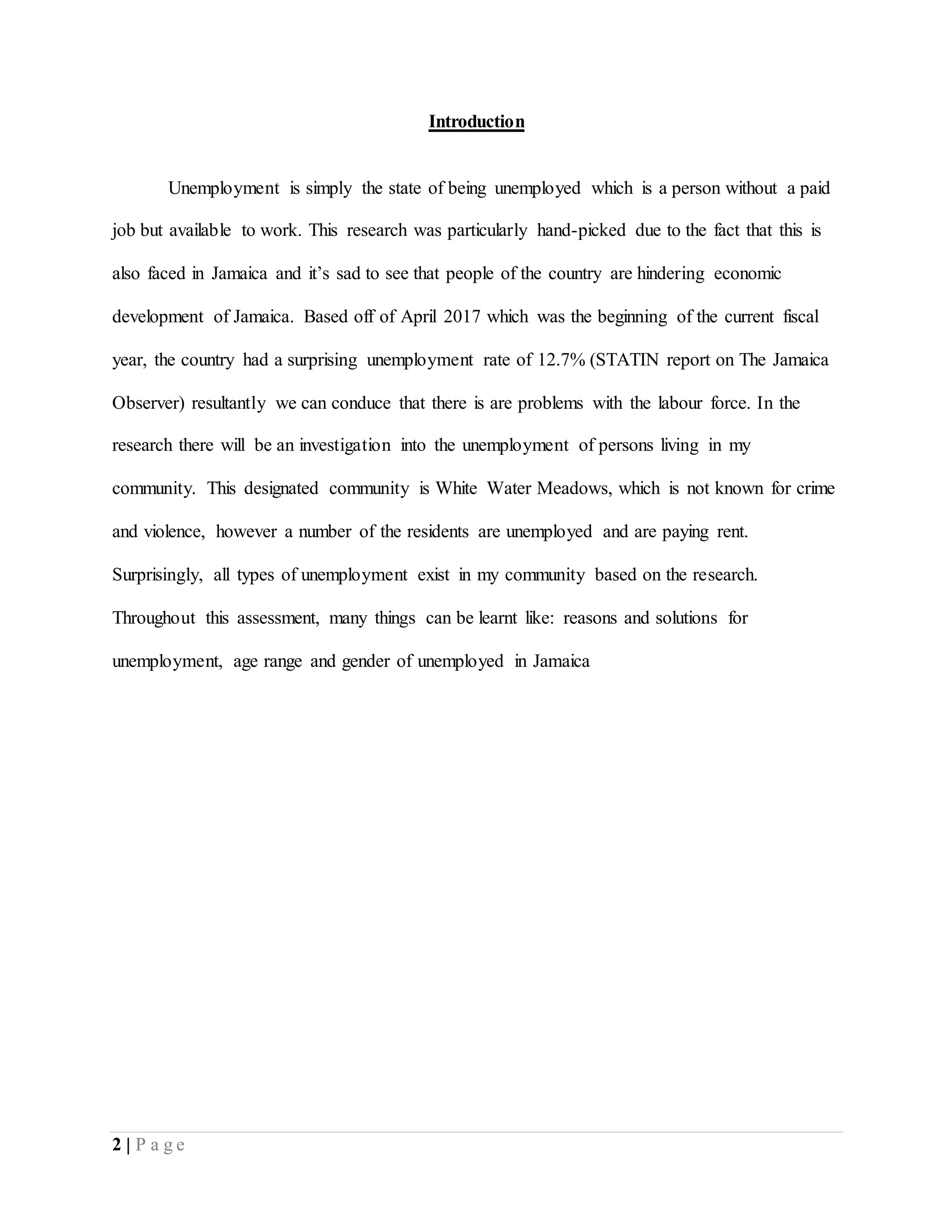 Economics CSEC SBA Sample | DOCX