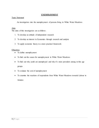 Economics CSEC SBA Sample | DOCX