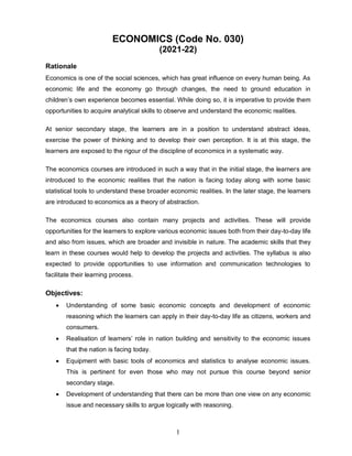 Economics sr. sec_2021-22 syllabus | PDF