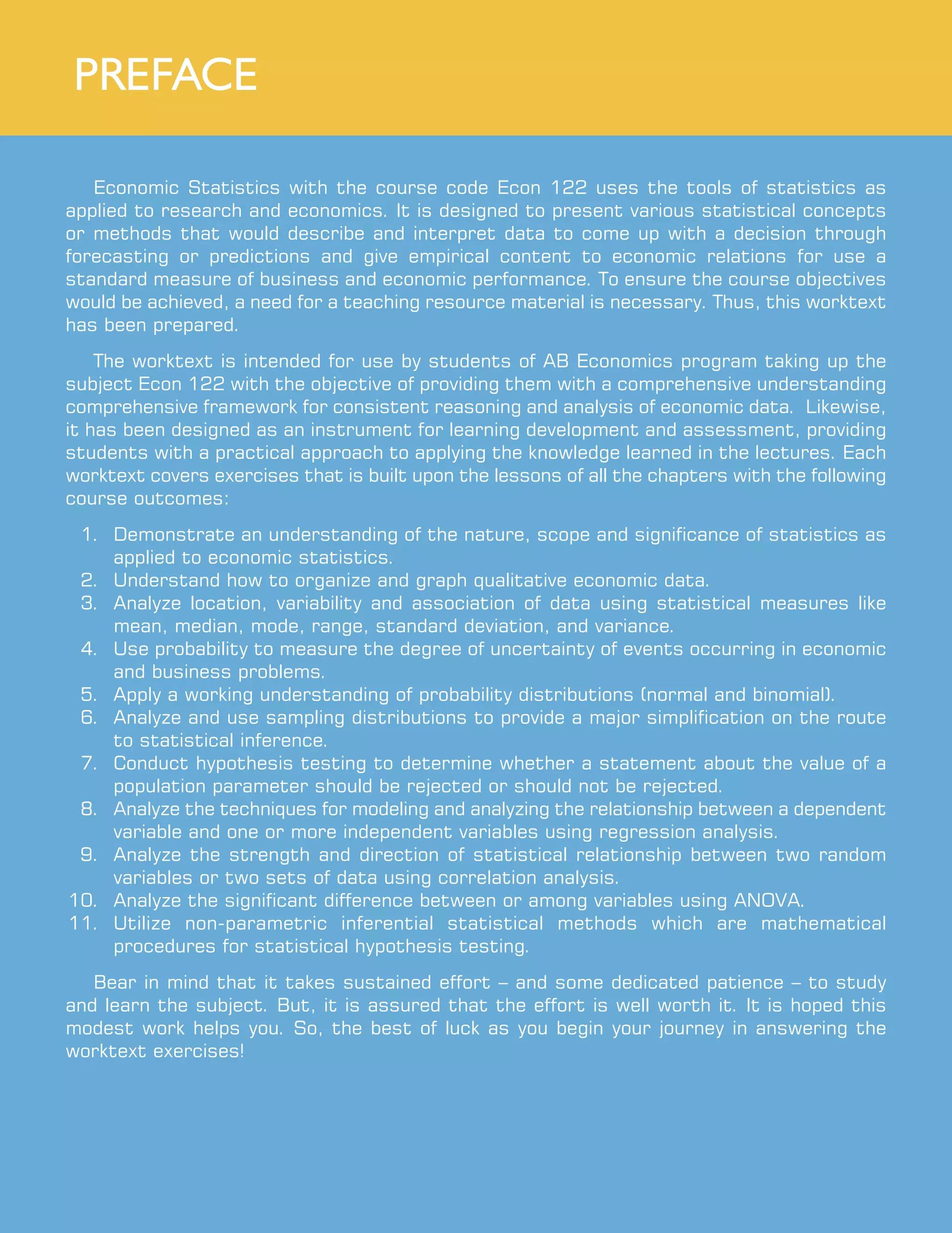 Economics Statistics Worktext | PDF