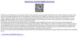 Economic Status Of The Middle Class | PPT