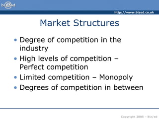 Type of market structure and levels of competition | PPT