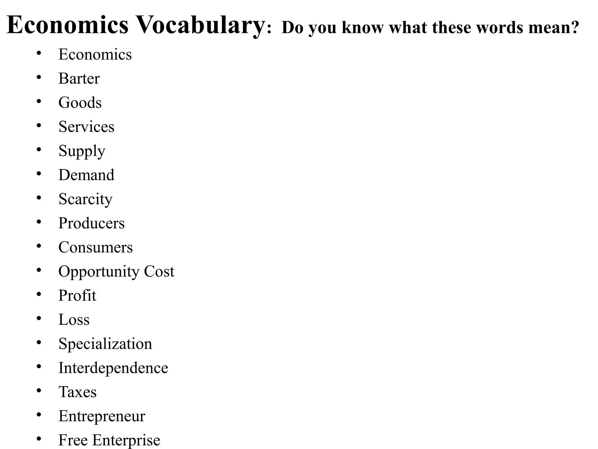 *Economics Vocabulary | PPT