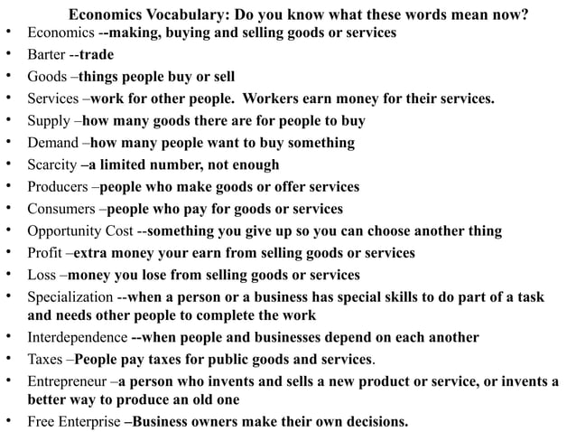 *Economics Vocabulary | PPT