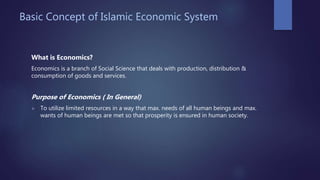 Basic Concepts of Islamic Economic system | PPTX