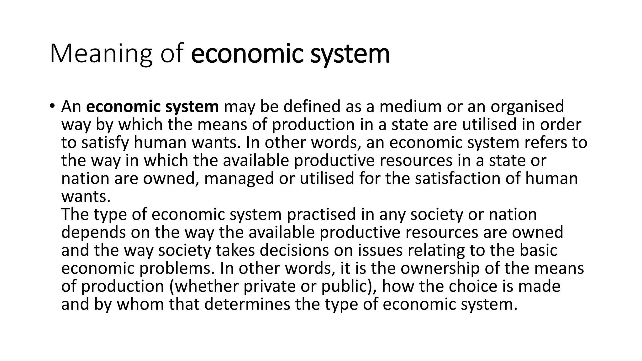 Economic system 2 types, advantages, and disadvantages | PPTX