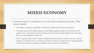economic systems (market, planned/command and mixed) | PPTX