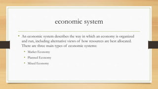 economic systems (market, planned/command and mixed) | PPTX