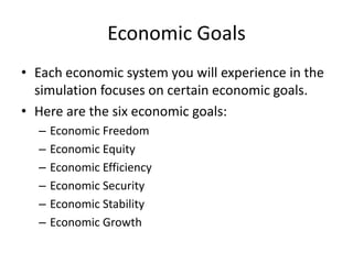 Economic systems and economic goals | PPTX