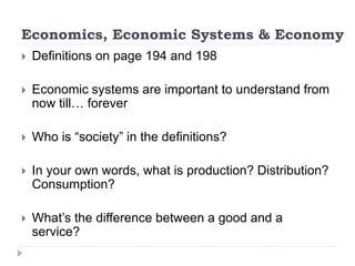 Mixed and Market Economies Grade 9 Social | PPTX