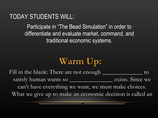Economic Systems Bead Simulation | PPT