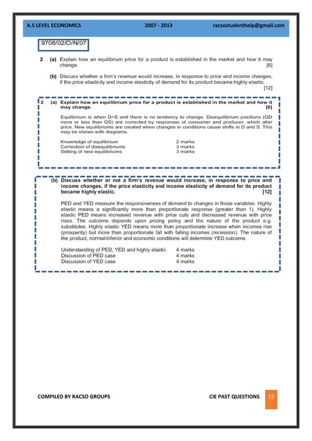 AS level economics, cambridge examinations compiled questions with answers | PDF