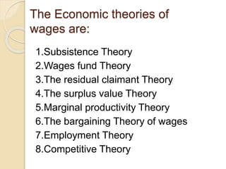 Economic theories of wages | PPTX