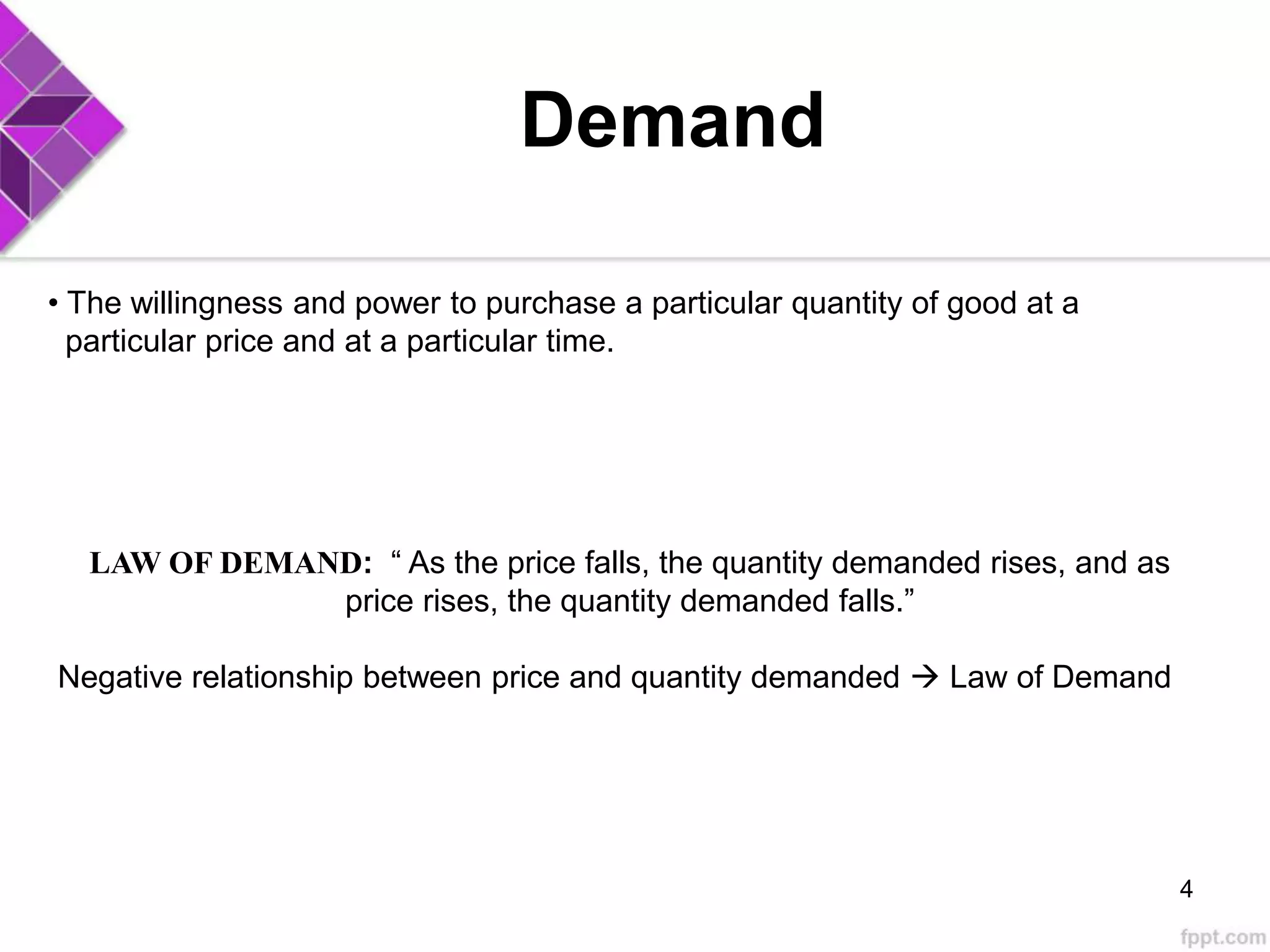 Economic theory market demand and supply | PPTX