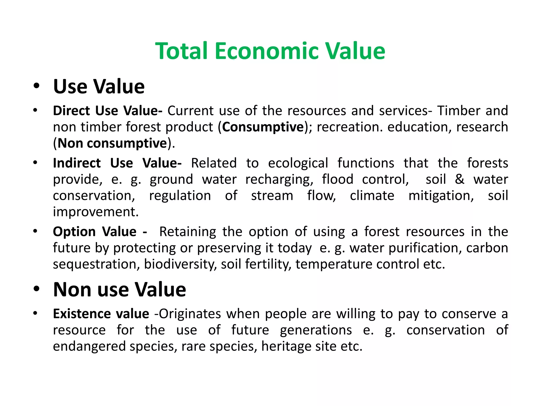 Economic valuation of forest | PPTX