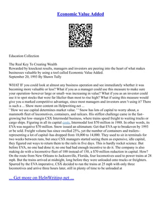 Economic Value Added Model | PDF
