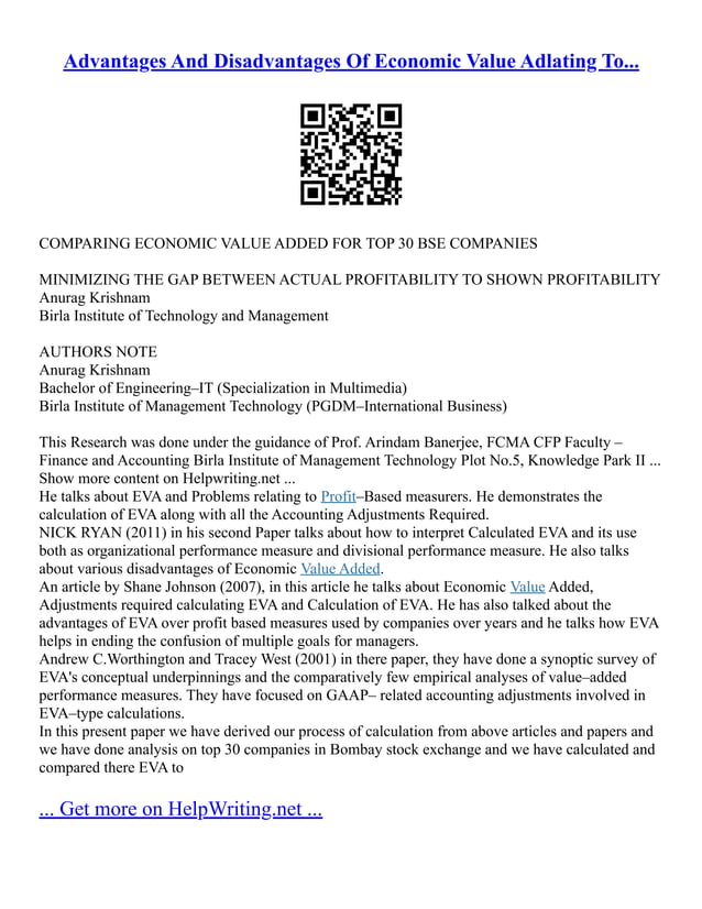 Economic Value Added Model | PDF