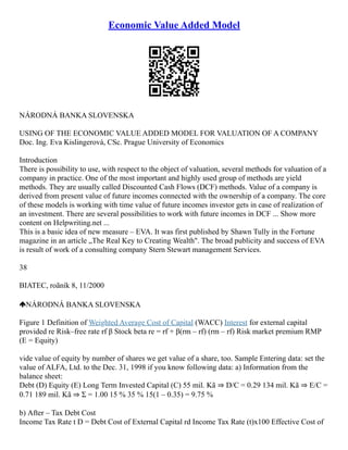 Economic Value Added Model | PDF