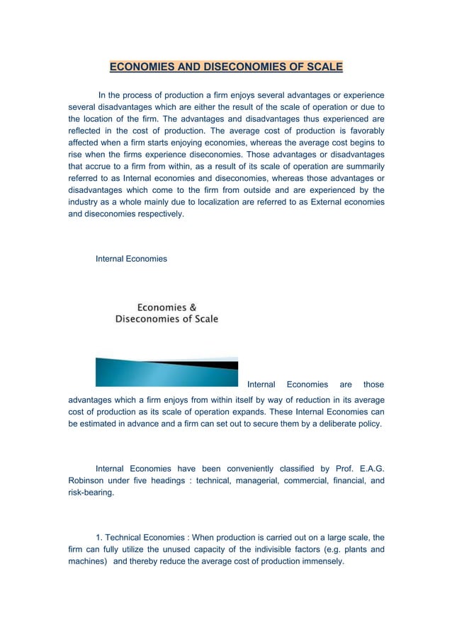 Economies and diseconomies of scale | PDF