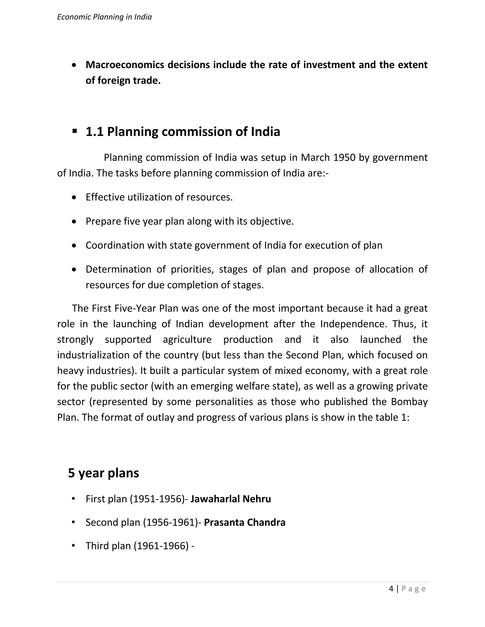 Economic planning in India | DOCX
